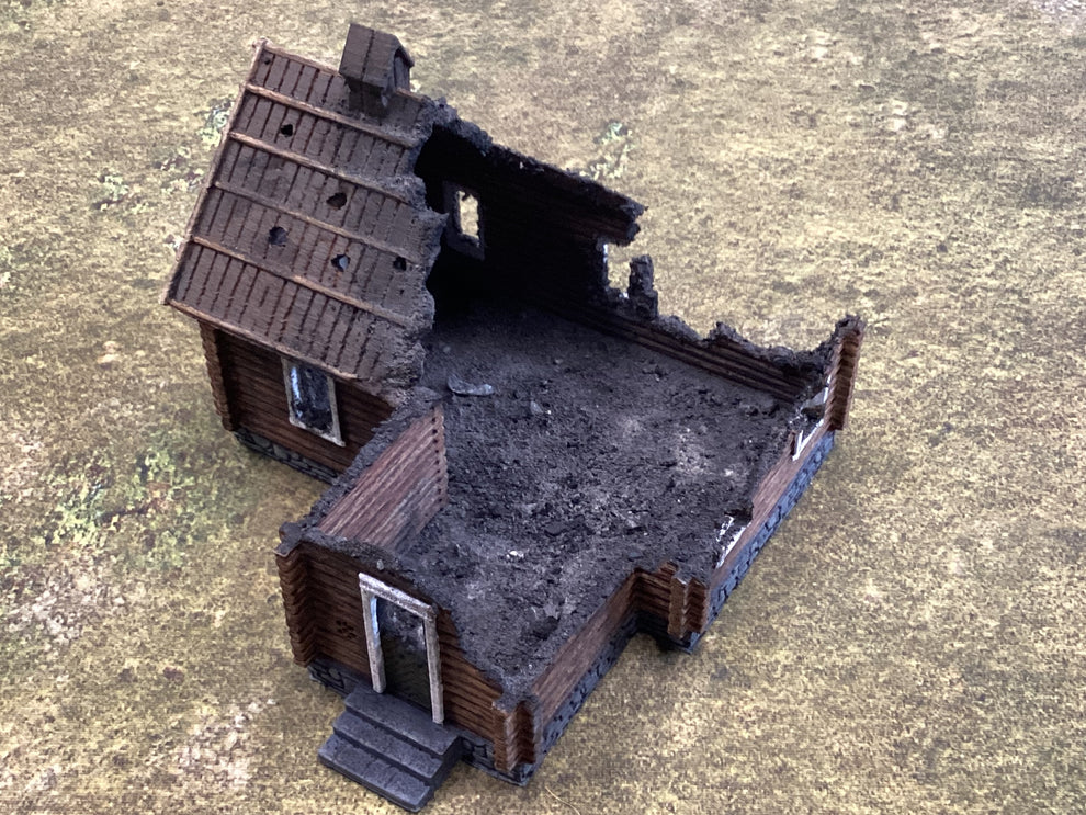 Log Cabin - Russian House 1 (destroyed) – TABLETOP BATTLEFIELD TERRAIN ...