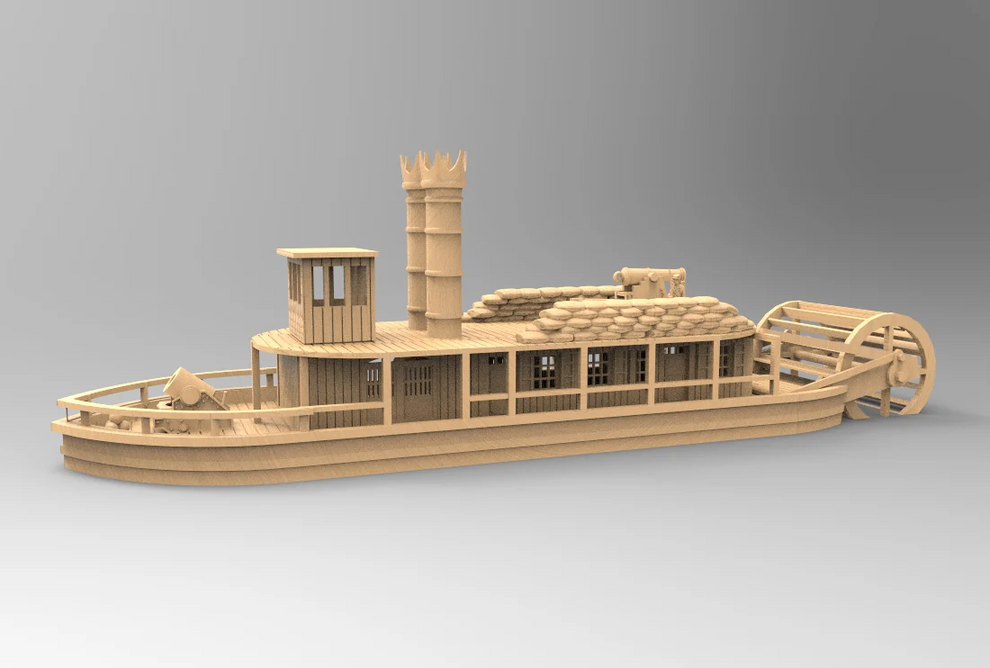 Small Paddle Steamer – TABLETOP BATTLEFIELD TERRAIN IN 3D